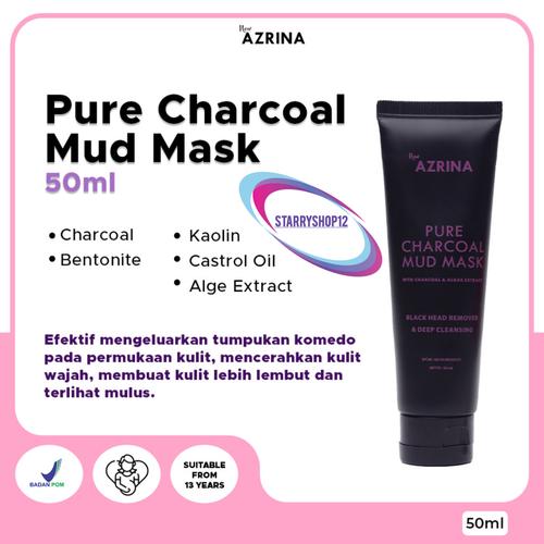 Promo Azrina Pure Charcoal Mud Mask 50ml AZRINA masker wajah azrina ...