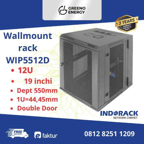 Jual INDORACK Wallmount Rak 12U Depth 550mm Double Perforated Door ...