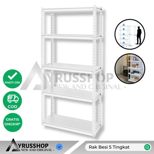 Jual TACTIX Rak Besi 5 Tingkat Putih/Bongkar Pasang/Tanpa Mur Baut/Kuat ...