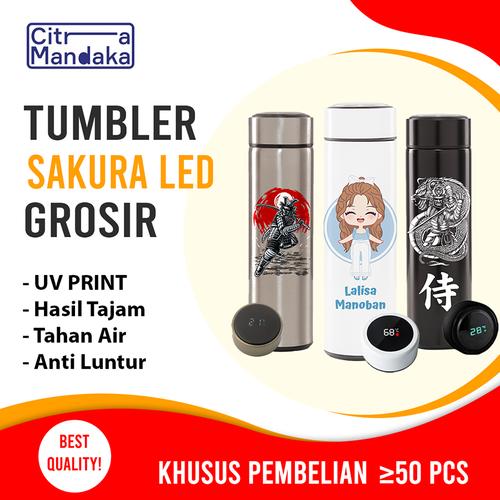 Jual Tumbler Kopi Custom Led 500 ML Logo Nama Grosir Souvenir Uv Print - Grafir Laser, Hitam ...