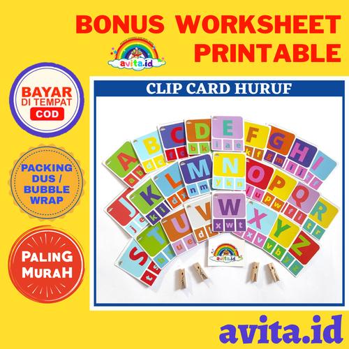 Jual Clip Card Huruf Besar dan Huruf Kecil Free Jepit Kayu Paket huruf ...