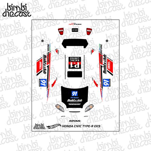 Jual Decal Hotwheels Honda Civic Type R EK9 Buddy Club Transparan ...