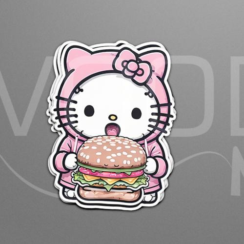 Jual hello kitty koleksi burger sticker - 10x10 Cm - Kota Bandung ...