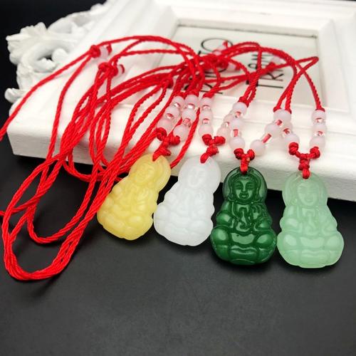 Jual Kalung Tali Merah Tibet Kwan Im Batu Giok Hijau Burma Green Jade ...