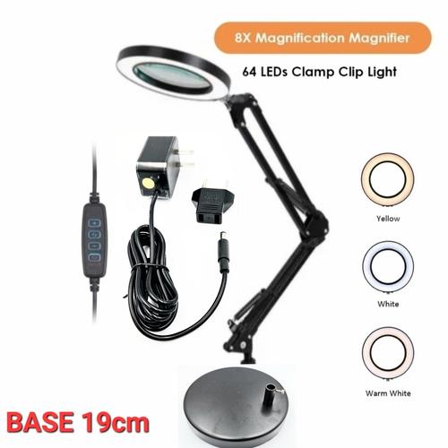 Jual AVPRO Desk Lamp 16cm Led Ring with 8x Magnifying Glass w Base 15cm WH - BLACK BASE 19CM ...