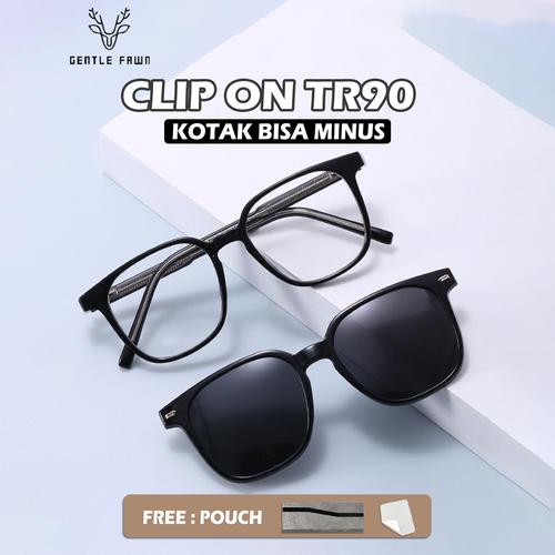 Promo Kacamata Clip On 2in1 Style Pria Wanita Kotak Kekinian Keren TR90 8173 - BLUE PINK, CLIP ...