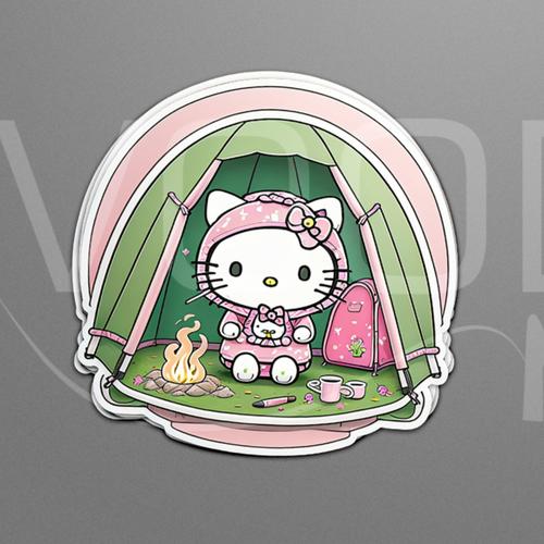 Jual camping hello kitty cute sticker decal - 10x10 Cm - Kota Bandung ...