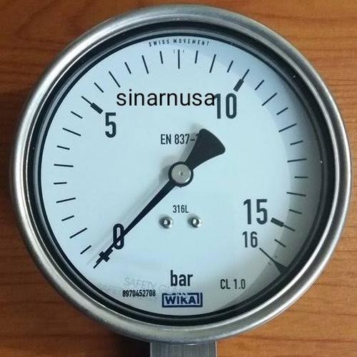 Jual Pressure Gauge Wika Full Stainless 0 - 16 Bar dia 4" inchi ...