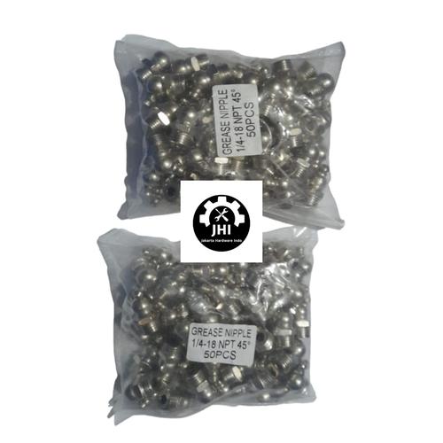 Jual ISI 50 PCS NIPPLE GREASE 1/4*18 45° NPT NIPPLE GREASE STEEL CHROME ...