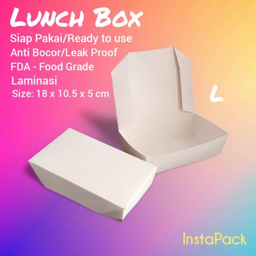 Jual Paper Lunch Box Putih - Kotak Kemasan Kertas Putih - Size L 50 Pcs ...