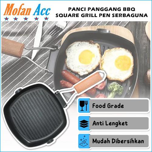 Jual Panci Panggang Square Grill Pan Foldable 20Cm Wajan BBQ Anti ...