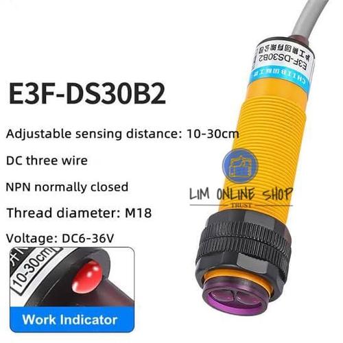 Jual E3F-DS30B2 infrared sensor proximity NPN Normaly Close 30cm DC 3 ...