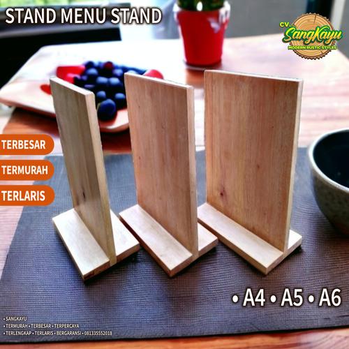 Jual Menu stand 20x30Cm A4 Display sign stand holder daftar menu kayu ...