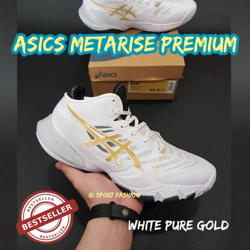 Jual Sepatu Voli Asic2 Metarise White Pure Gold Volly Original Import ...