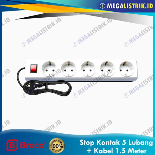 Jual Broco Stop Kontak / Socket Outlet 5 Lubang + Saklar + Kabel 1.5 ...