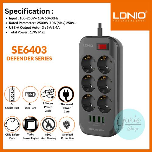 Promo LDNIO Stop Kontak Power Socket Colokan Listrik USB-A QC Fast Charging - SE6403 - Kab ...