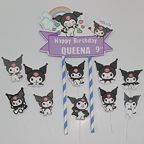 Jual TOPPER CAKE - HIASAN KUE GAMBAR KUROMI UNGU BISA CUSTOM NAMA ...