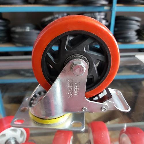 Jual Roda PVC 4" inch Hidup REM / PVC Castor 4" inch Swivel Brake ...