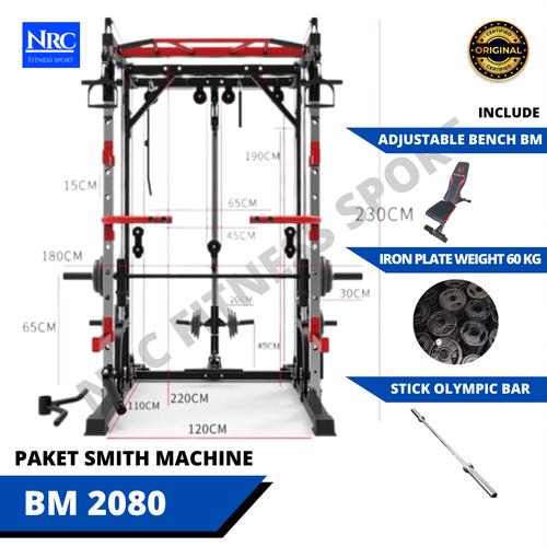 Jual Paket Fitness Smith Machine Bodymaster BM 2080 Multi Gym - Power Rack - Paket Lengkap ...