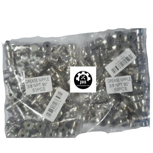 Jual ISI 50 PCS NIPPLE GREASE STEEL CHROME 3/8 NPT THREAD 18 NEPEL 90 ...