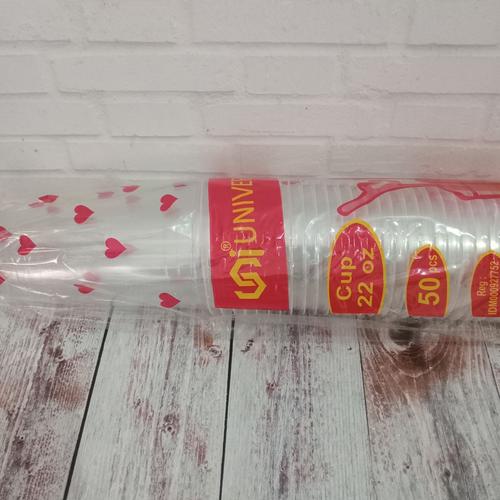 Jual Gelas plastik cup es bubble minuman teh kopi 22oz 22 oz datar rata ...