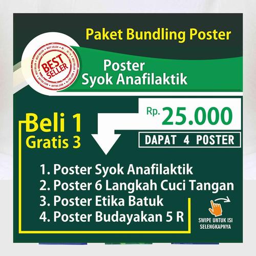 Jual Bundling : Poster Syok Anafilaktik, Budayakan 5 R, Cara Cuci ...