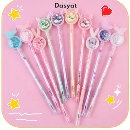 Promo DOS Pena Karakter Payet Gliter Bunny Lucu Black Ink Gel Pulpen ...