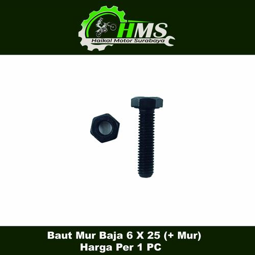 Jual Baut Mur Baja 6 X 25 (+ Mur) Harga Per 1 PC - Baud Mor Baja M6 ...