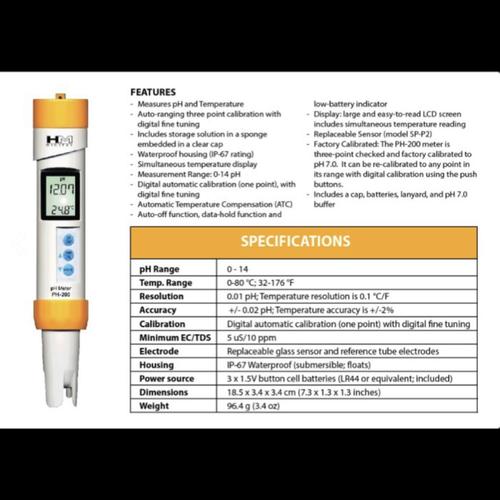 Jual PH-200 HM Digital Meter - Waterproof pH Meter - Jakarta Barat - A Q U A M A N | Tokopedia