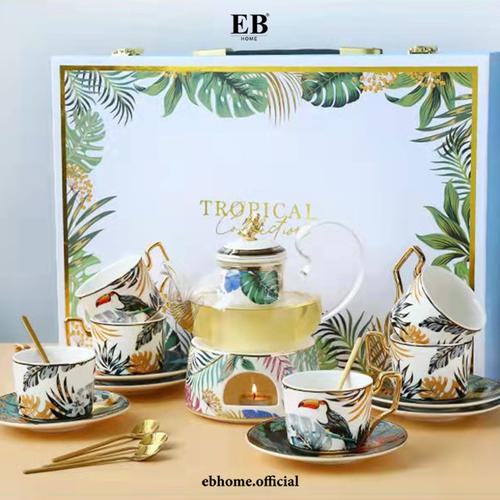 Jual Tea Set Keramik / Tropical Teapot And Cup With Burner 260/5 ...