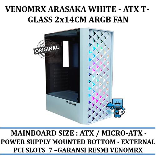 Jual Casing Pc Venomrx Arasaka White Atx Glass 2x14cm Argb Fan ...