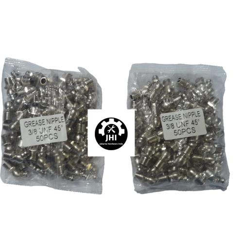 Jual ISI 50 PCS NIPPLE GREASE STEEL CHROME 3/8 UNF THREAD 24 NEPEL 45 ...