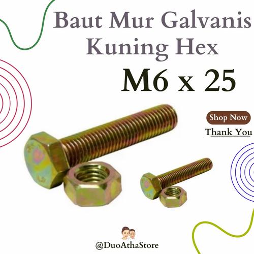 Jual BAUT MUR KUNING M6 x 25mm BMP M6 x 25mm Hex Galvanis - Kab. Tangerang - Duo Atha Store ...