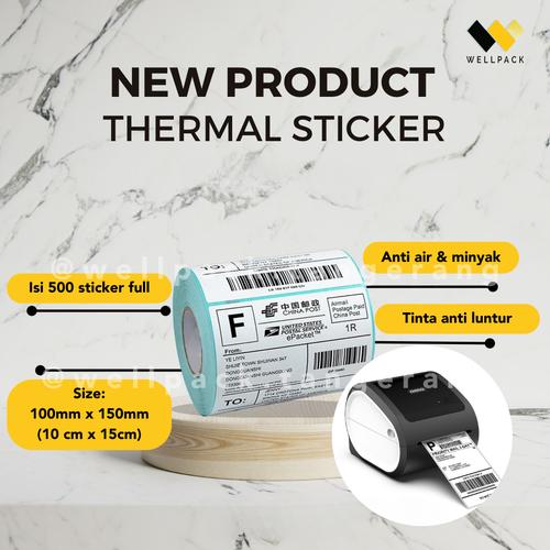 Jual Sticker Thermal Label Resi / Barcode Roll 78x100mm 100x150mm ...