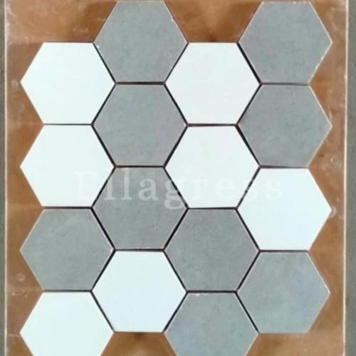 Jual Mosaic Keramik Hexagonal Dinding/ Lantai Backsplash Putih Abu ...