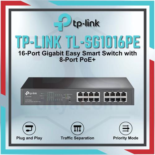 Jual TP-LINK TL-SG1016PE 16-PORT GIGABIT EASY SMART SWITCH WITH 8-PORT ...