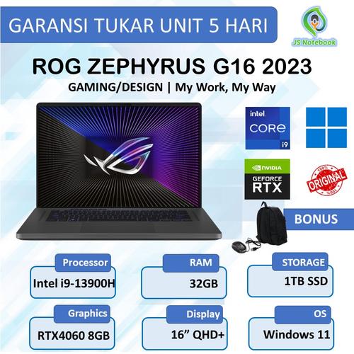Jual ASUS ROG ZEPHYRUS G16 GU603V RTX4060 8GB i9-13900H 32GB 1TB SSD ...