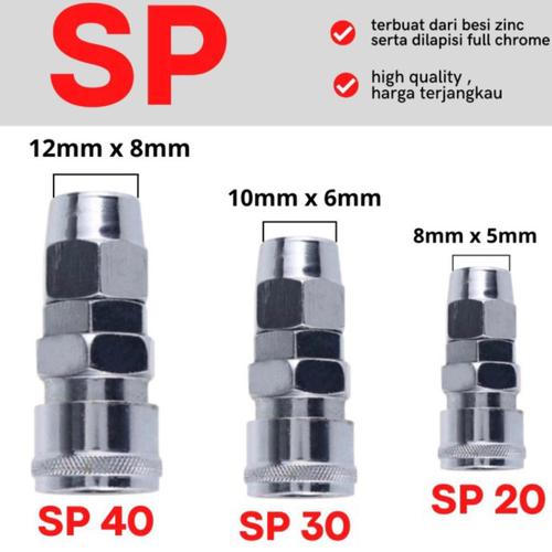 Jual QUICK COUPLER SP20 8MM sambungan selang kompresor recoil kopler SP ...