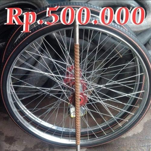 Jual sepasang roda gerobak velg becak berikut as - ring 28, 65cm ...