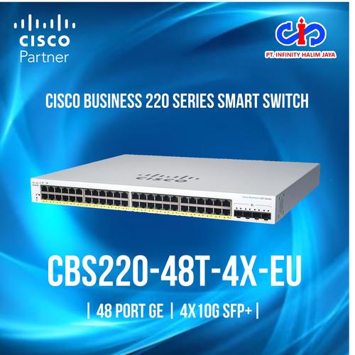 Jual Cisco CBS220-48T-4X-EU , CBS220 Smart Switch 48-port GE, 4x10G SFP+ - Cisco+Smartnet ...
