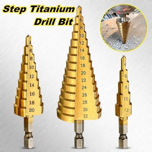 Jual Mata Bor Pagoda Step Drill Bit HSS Hex Shank Step Cone / Pyramid ...