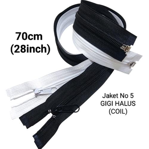 Jual Resleting Jaket Gigi Halus / Coil / Rits risleting koil 70 cm Satuan - Halus Putih, 70cm ...