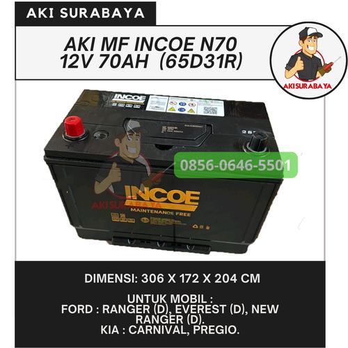 Jual Aki Incoe MF N70 Aki Kering 12V 70 AH 65D31R FORD Ranger Carnival ...
