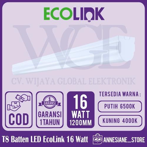 Jual Lampu LED T8 Batten Set ECOLINK 16W 1200mm 16 W 16Watt + Kap Rumah ...