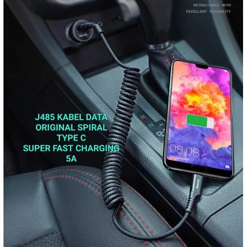 Jual J485 Original kabel usb tipe tipe C SPIRAL 5A fast charging spring ...
