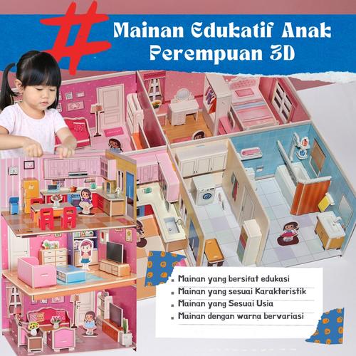 Jual Mainan Anak Edukasi Puzzle 3D DIY Rumah - Rumahan - Toys Education ...