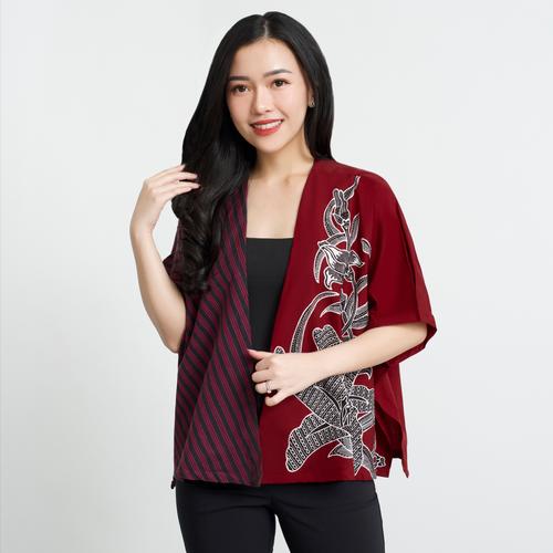 Jual Batik Kultur Outer - OOT - Oversized Lily Flowers in Red - XS/S/M ...