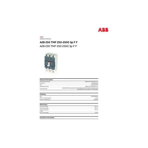 Jual Abb A2B 250 Tmf 250-2500 3P F F - 1Sda066553R1 - Jakarta Barat ...