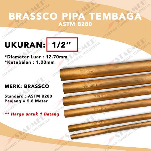 Jual Brassco Pipa Tembaga Batangan ASTM B280 1/2" - Tebal 1,50 mm ...