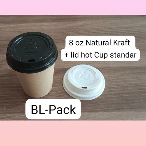 Jual Paper Hot Cup 8 oz Natural Kraft dengan lid hot putih / hitam ...